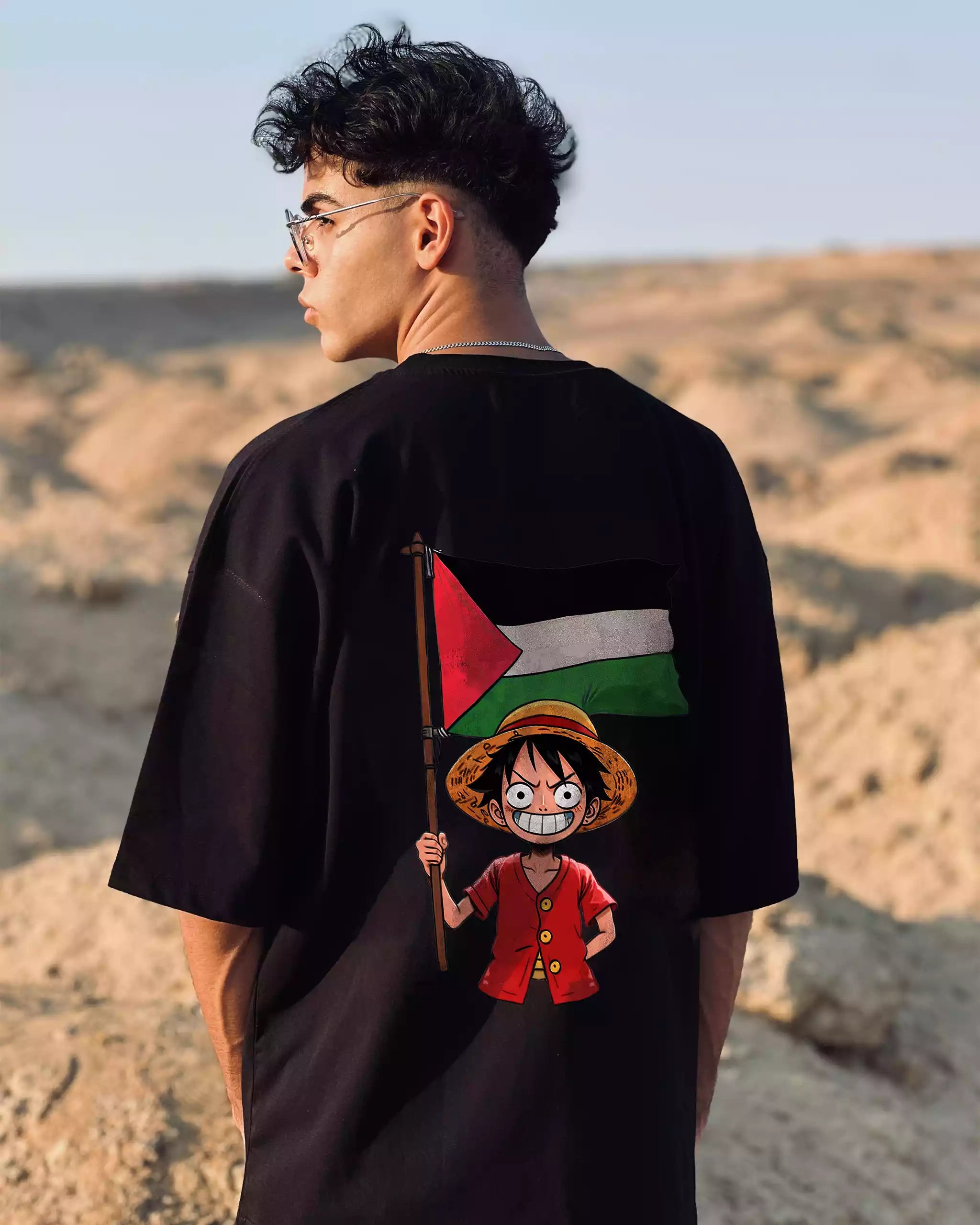 Luffy of Palestine Oversized T-Shirt – Arabian Vibes